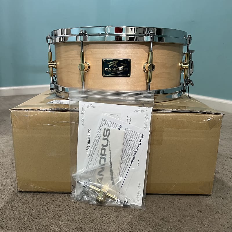 Canopus The Maple 8ply 5.5x14" Snare Drum Natural Oil | Reverb