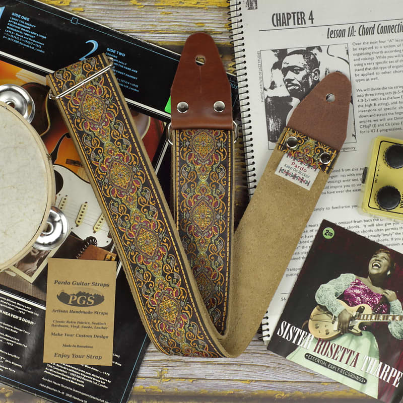 Pardo retro guitar strap model Brown Royal, backing suede | Reverb