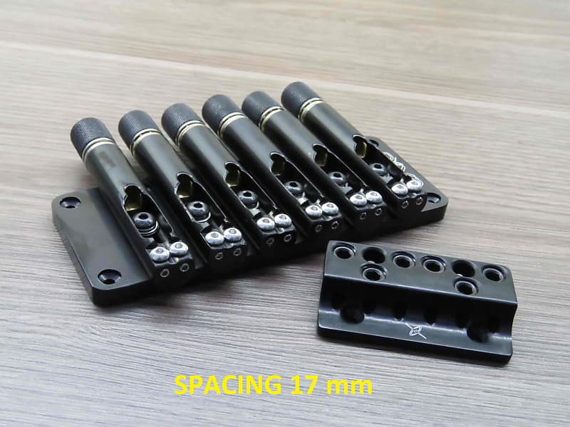 Headless bass bridge 6 strings 17 mm spacing with base plate | Reverb