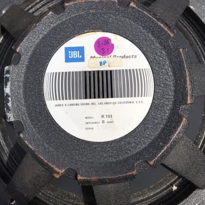 Vintage JBL K151 18" Speaker 8 ohms (#1) | Reverb