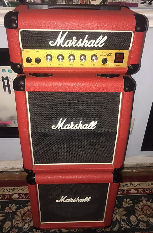 Marshall Lead 12 Vintage Full Mini Stack in Custom Color Red | Reverb