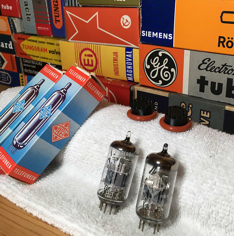 2x Rare 1969 Berlin Germany Telefunken Ribbed Plate 7DJ8 | Reverb