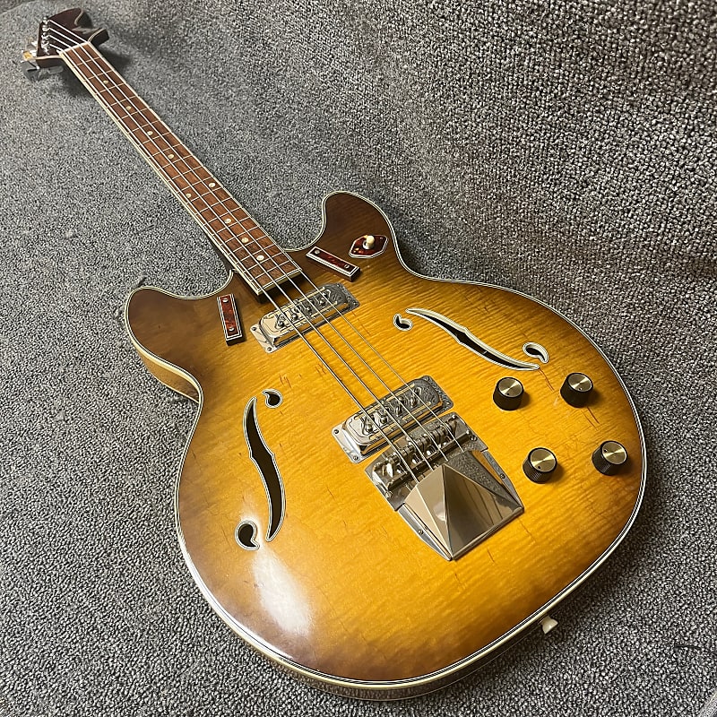 Harmony 1972 H27 Hollow Body Electric Bass Honeyburst w/ | Reverb