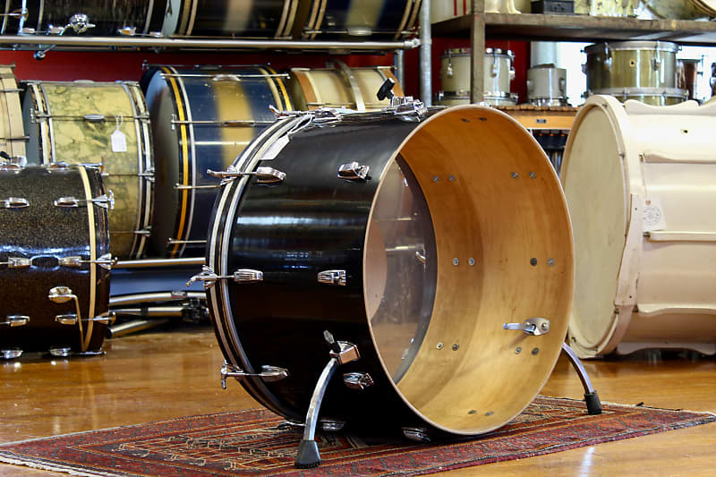 1970's Ludwig 14"x24" Black Cortex Bass Drum 6 ply | Reverb