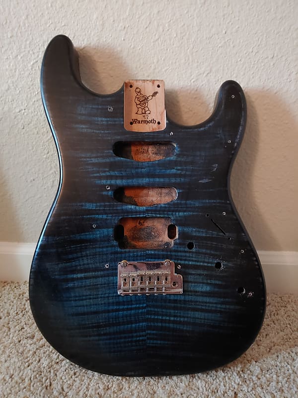 Warmoth Stratocaster body - Flame Maple top, Rear-routed | Reverb