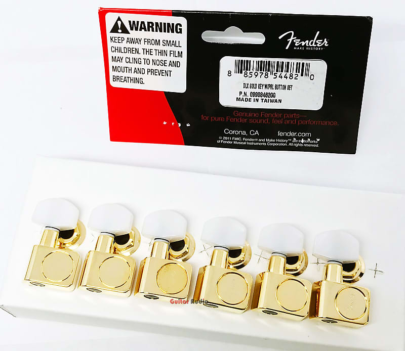 Fender Tuners, Deluxe Cast Sealed Gold With Pearl Buttons, | Reverb