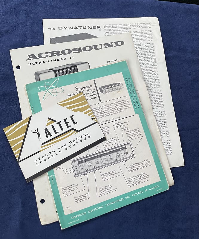 Lot of 4 Altec, Acrosound, Dyna, Sherwood Brochures and | Reverb
