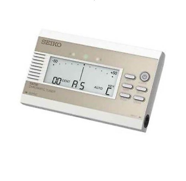 Seiko SAT50 White/Gold Chromatic Tuner w/h input/output jacks | Reverb