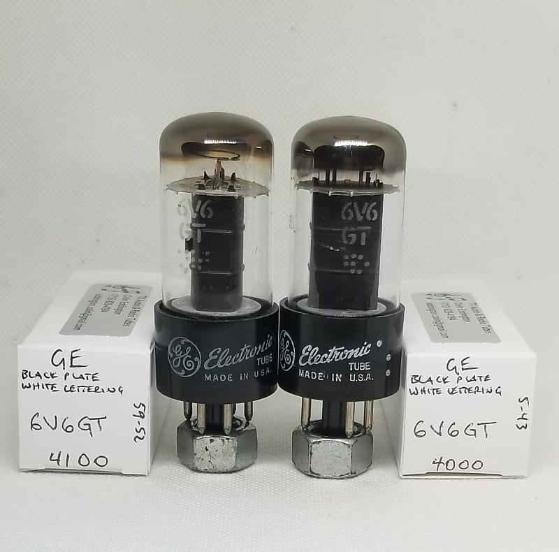 GE 6V6GT Clear Glass Black Plate Well Matched (2.4%) Pair NOS | Reverb