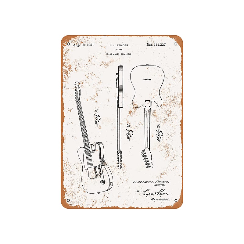 10" x 14" Metal Sign - 1951 Electric Guitar Patent - Vintage | Reverb