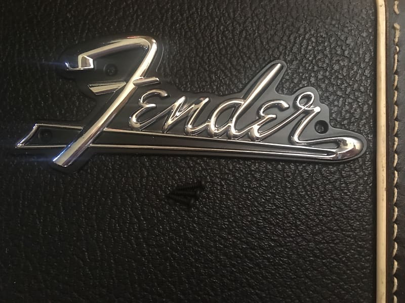 Fender Metal Guitar Case Logo 60's 70's Style with Tail Strat | Reverb