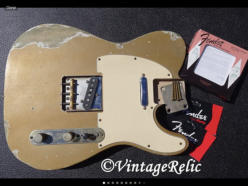 Vintage Relic Telecaster Style Body w/ Aged Shoreline Gold | Reverb