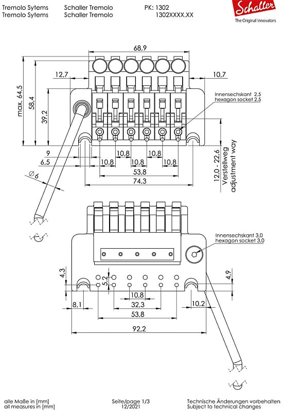Schaller Nickel Floating Classic Tremolo Trem System | Reverb Slovakia