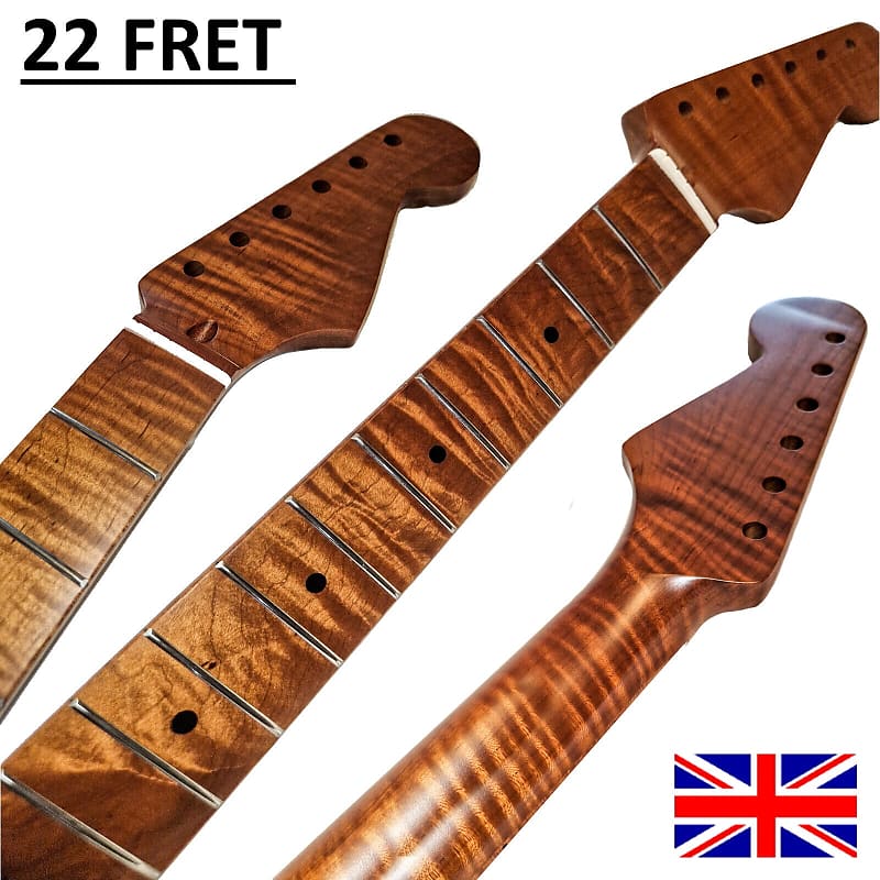 22 Steel Fret - Roasted Flame Maple Stratocaster Neck: Satin, | Reverb
