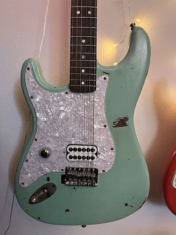 Custom Build Left Handed Tom Delonge Strat - Surf Green | Reverb