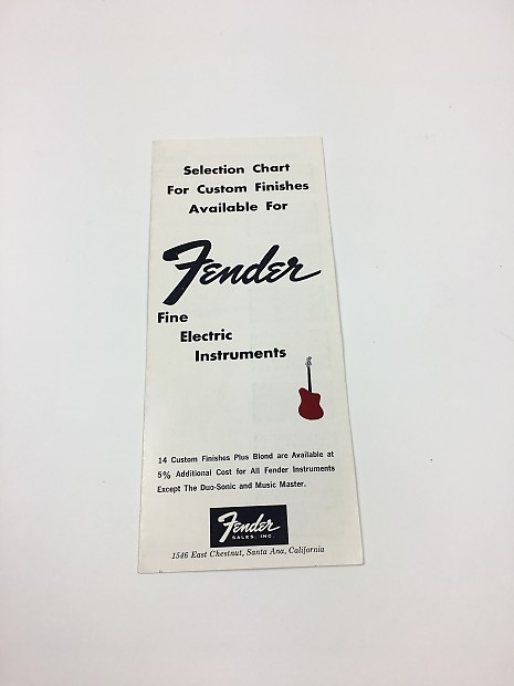 Fender Color Chart 1963 Case Candy Telecaster Stratocaster | Reverb