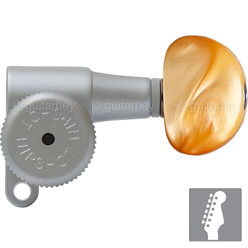 NEW Hipshot 6-in-Line STAGGERED Locking Tuners Set AMBER | Reverb