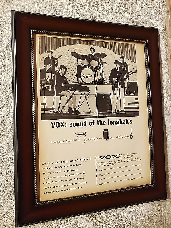 1965 Vox Promotional Ad Framed Dave Clark Five Original | Reverb