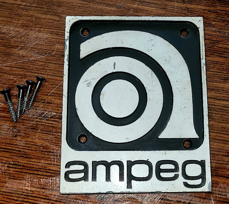 Ampeg Late 60s/early 70s Metal Logo Plate And White Piping | Reverb