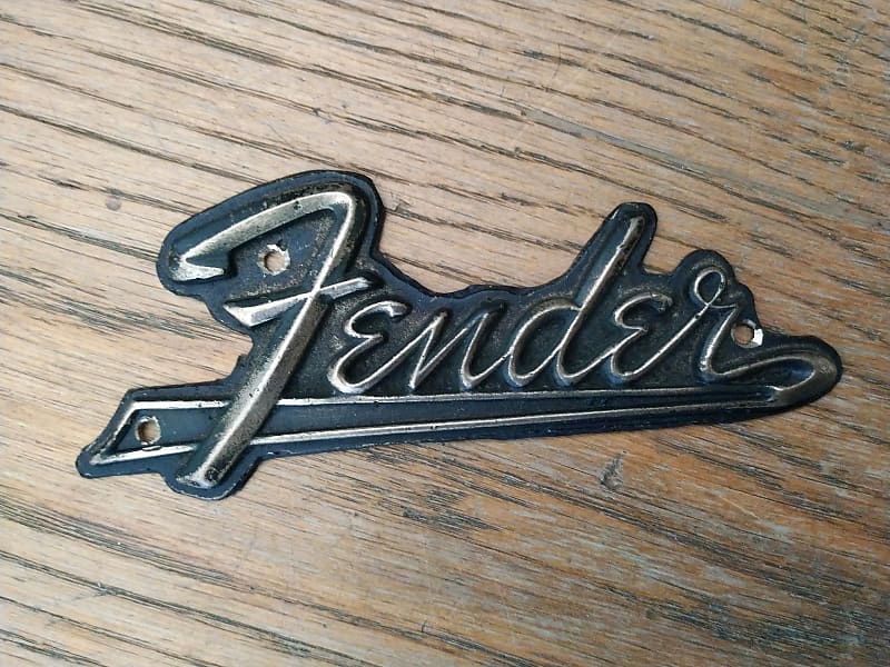 Fender vintage logo label bronze badge 1950s | Reverb