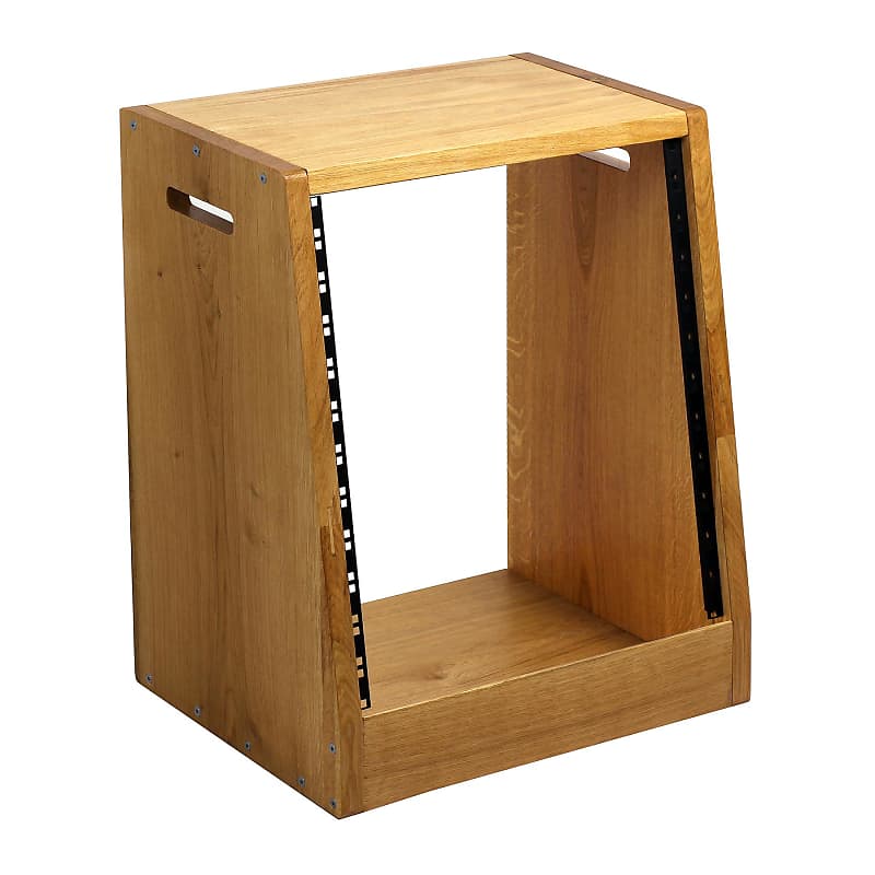 Slanted Studio rack 19" solid Oak wood for audio units size | Reverb