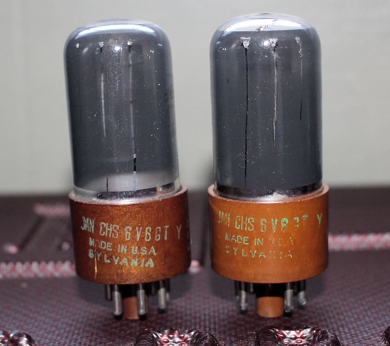 SYLVANIA JAN 6V6GTY 6V6GT VT107 TIGHT MATCH PAIR BLACK PLATE | Reverb
