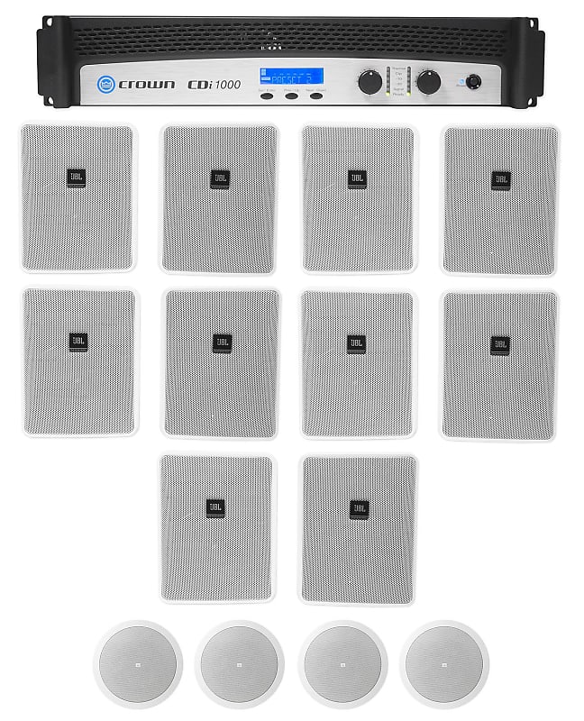 Crown CDi1000 500w 70V Commercial Amplifier+10 JBL White | Reverb