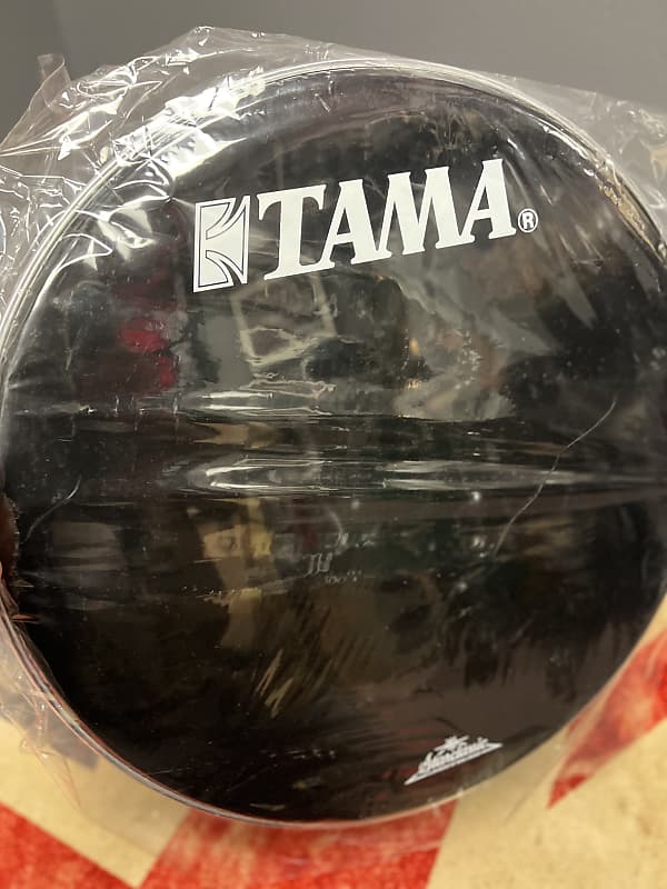 Tama 22” black resonant head w/ logo | Reverb