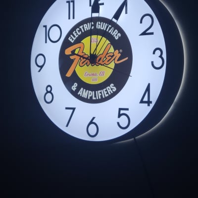 Fender Musical Instruments Dealer Style Round Light Up Clock | Reverb