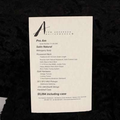 Tom Anderson Pro Am Mahogany Satin Natural with Switcheroo | Reverb