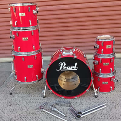 Pearl World series 7pc Early 90s - Ferrari Red | Reverb