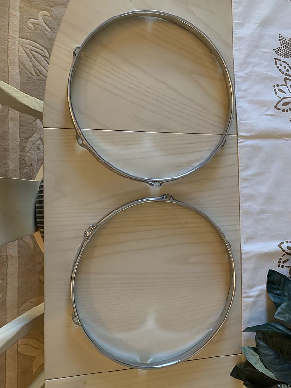 Pair of 12” Chrome Tom Rims - 6 Lug | Reverb