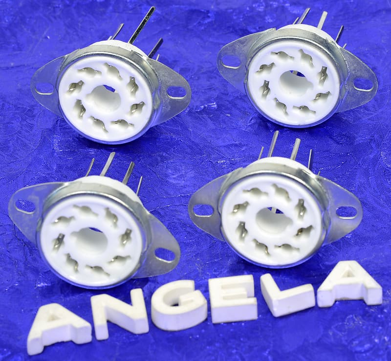 Four 8 Pin PC Mount White Ceramic Tube Sockets With Long Pins | Reverb