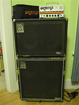 Bass Amp Stack: Orange Tiny Terror Bass 500w, Ampeg 2x10 & | Reverb
