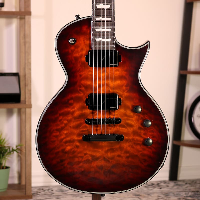 ESP E-II Eclipse QM - Ebony Fingerboard, Tiger Eye Sunburst | Reverb