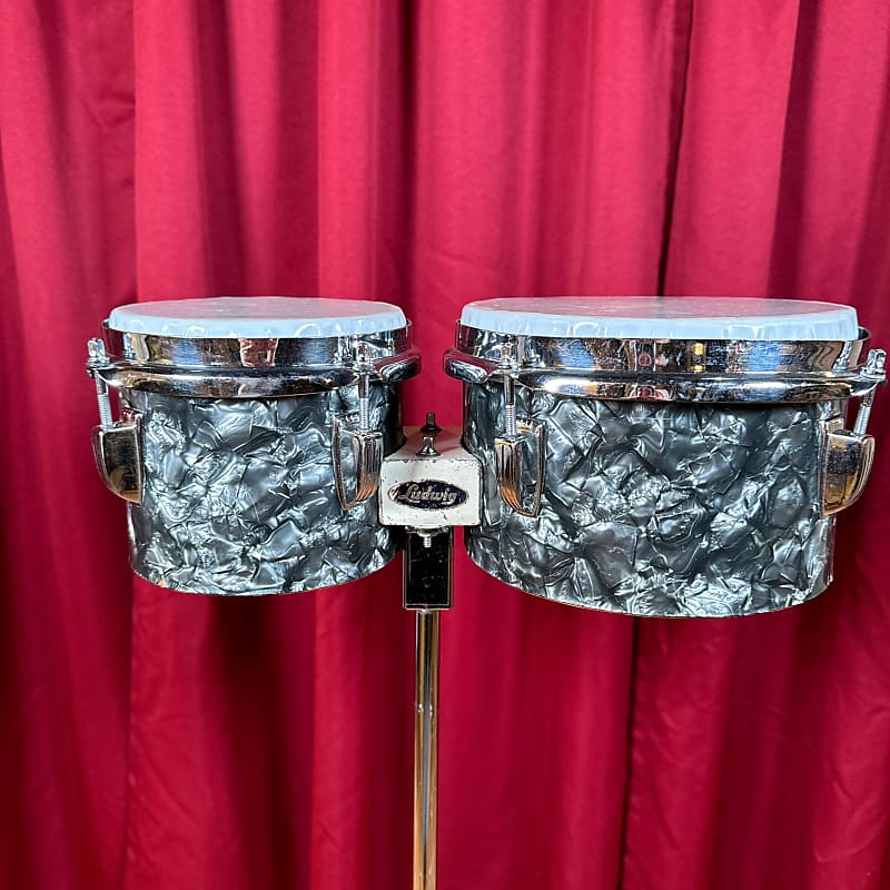1970s Ludwig 6" & 8" No. 2358P Tunable Bongos w/ Slide Mount | Reverb