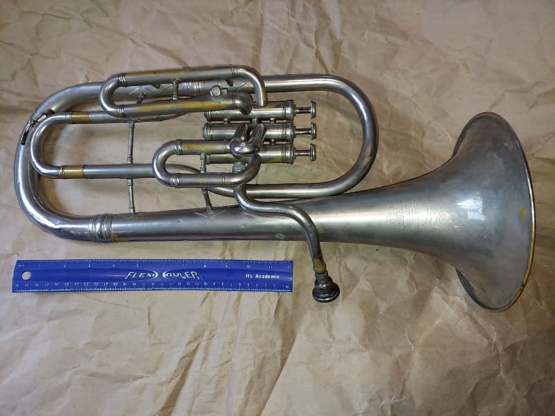 TBD silver-plated 3-Valve Baritone , USA, with mouthpiece, | Reverb