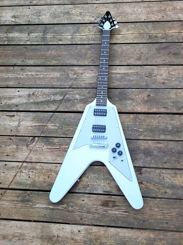 Custom Tribute 70's White Artic Flying V Guitar | Reverb Canada