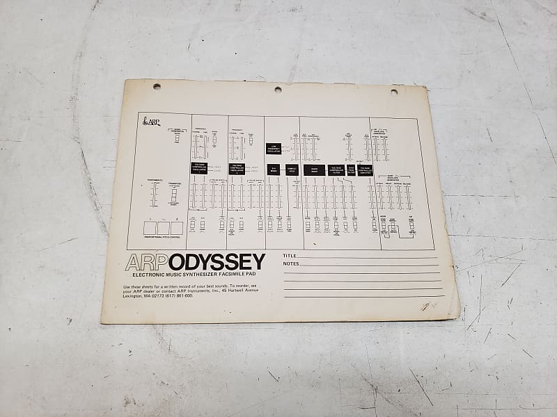 Original 1978 Vintage ARP Odyssey Patch Sheet Pad | Reverb