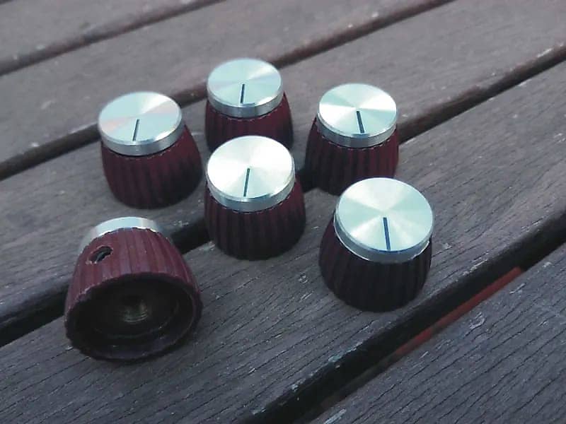 1 x MARSHALL. Set screw knobs 4 pcs. set. Brown / Silver. | Reverb