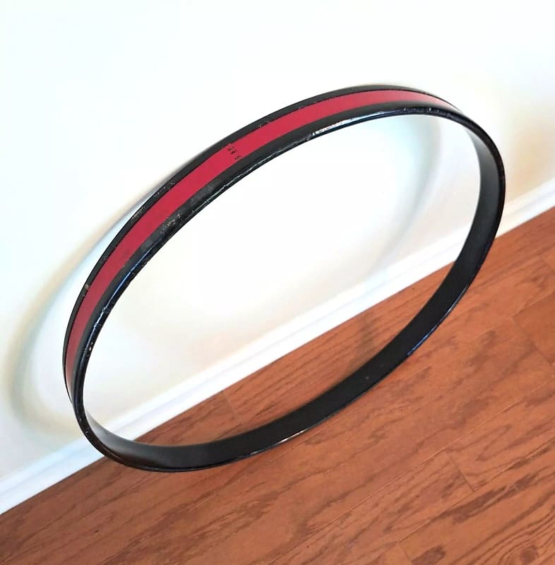 Premier 22 inch Wood Bass Drum Hoop Rim Black with Red Inlay | Reverb