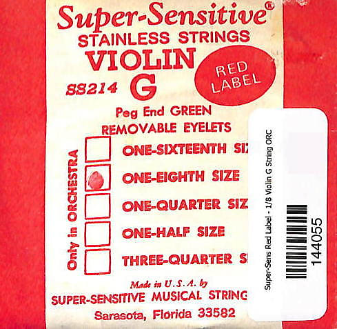 Super-Sensitive Red Label - 1/8 Violin G String Orchestra | Reverb