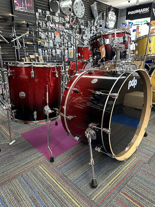 PDP Concept Maple 3pc Shell Pack- Red to Black Fade Lacquer | Reverb