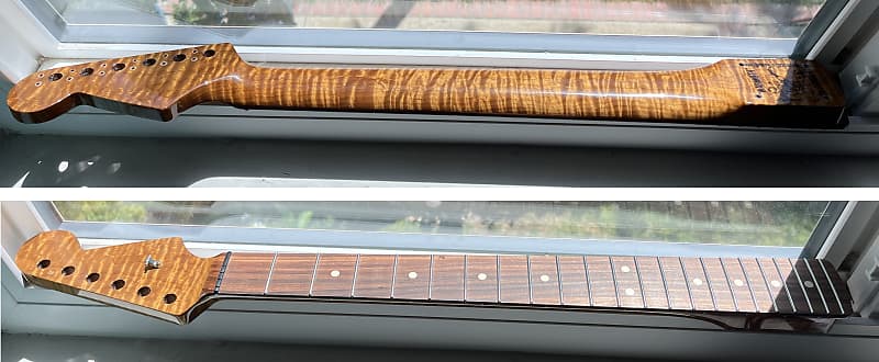 Warmoth Roasted Flame Maple Stratocaster Neck 2020 - Clear | Reverb