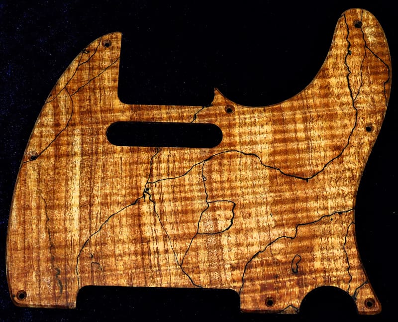 Flamed Spalted Maple Telecaster Style Solid Wood Pickguard | Reverb