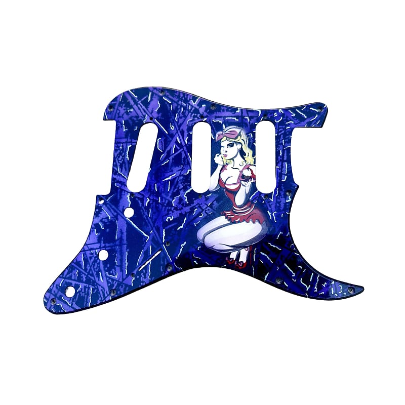 Mojo Guitars 11-Hole Custom Airbrushed Pinup Strat Pickguard | Reverb