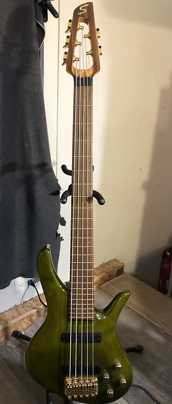 Samick Open headstock five string bass 90’s? Green | Reverb