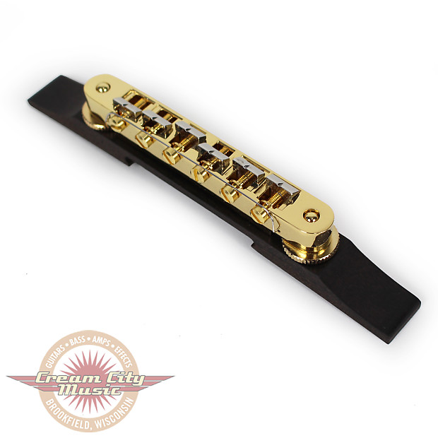 Gretsch Adjusto-Matic Bridge Assembly in Gold with Ebony Base | Reverb