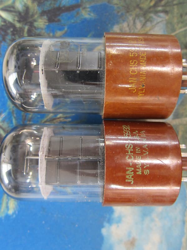 Pair Sylvania JAN-CHS-5932(6L6)Military Spec Power TubesBlack | Reverb