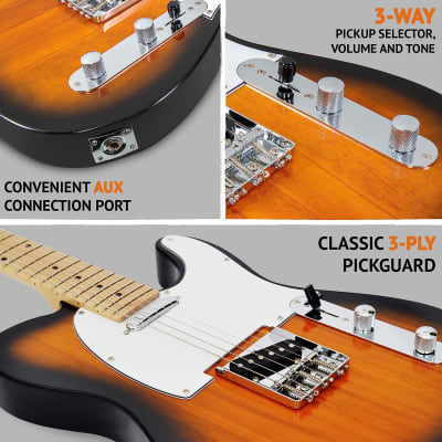 LyxPro 39” Telecaster Electric Guitar TL Series, C-Shape | Reverb